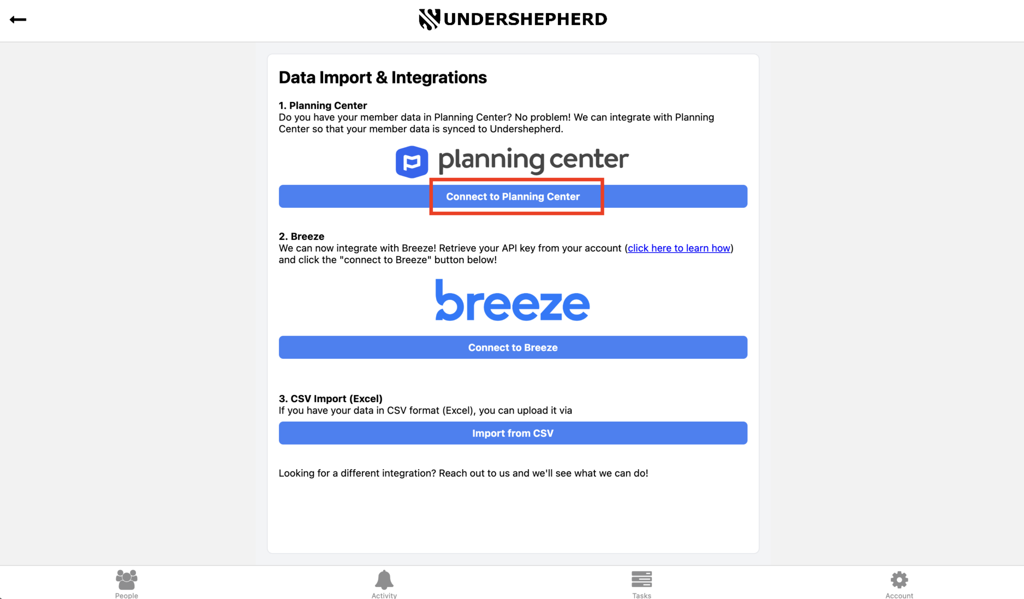 Planning Center Integration | Undershepherd