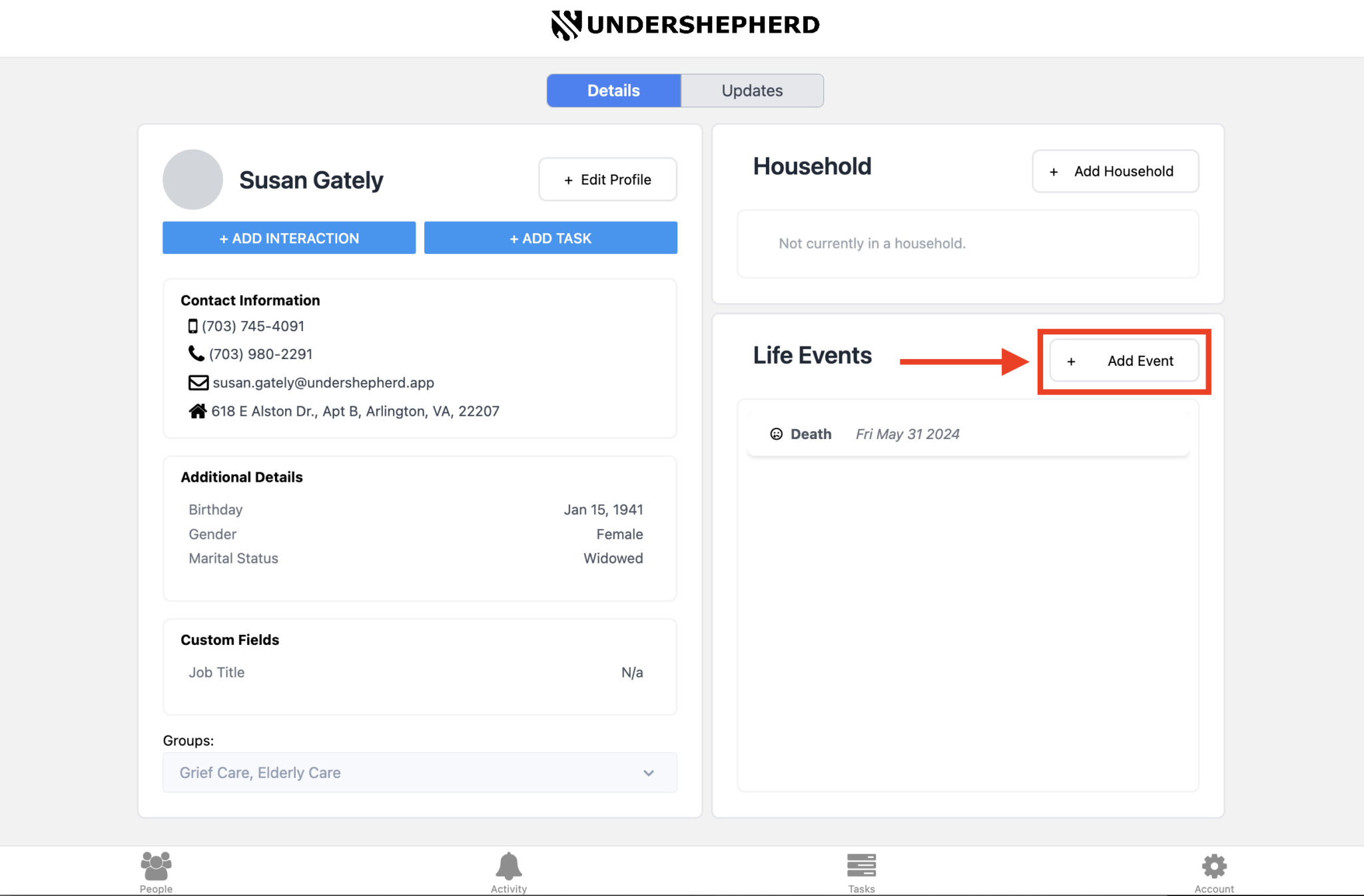 Add Life Event [Tutorial] | Undershepherd